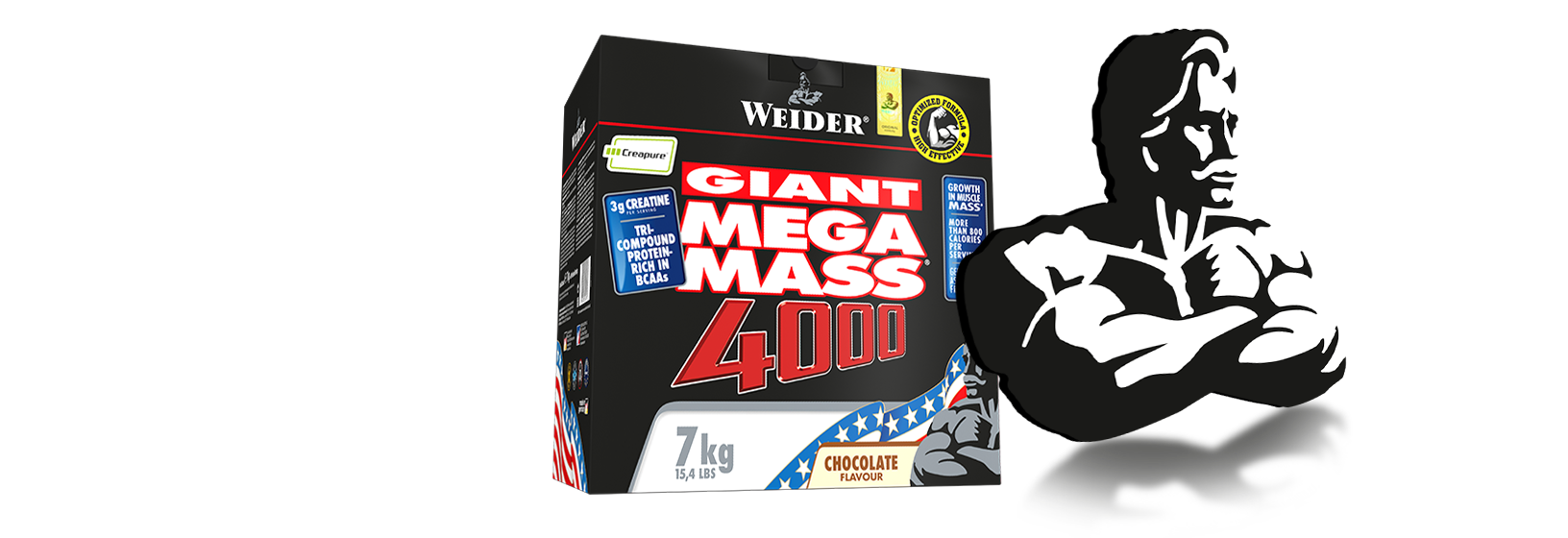 WEIDER Mega Mass 4000 (7 kg) - çilekli